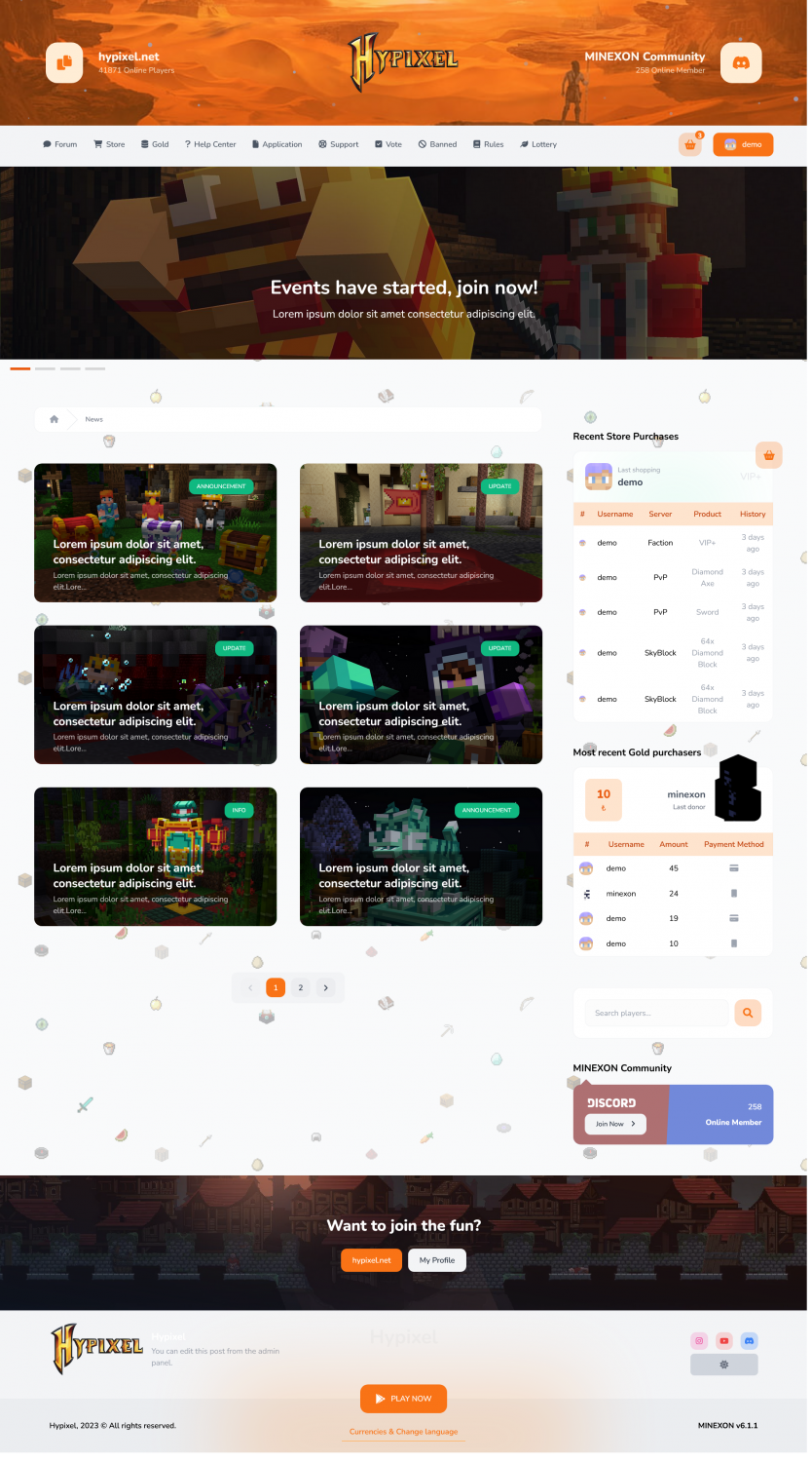 MINEXON - Minecraft Website on Polymart - Minecraft Resource packs
