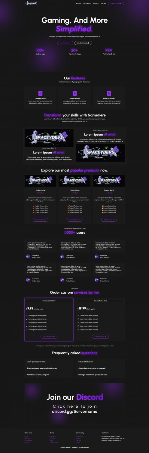 Glowy Shoppy Website Template on Polymart - Minecraft Websites