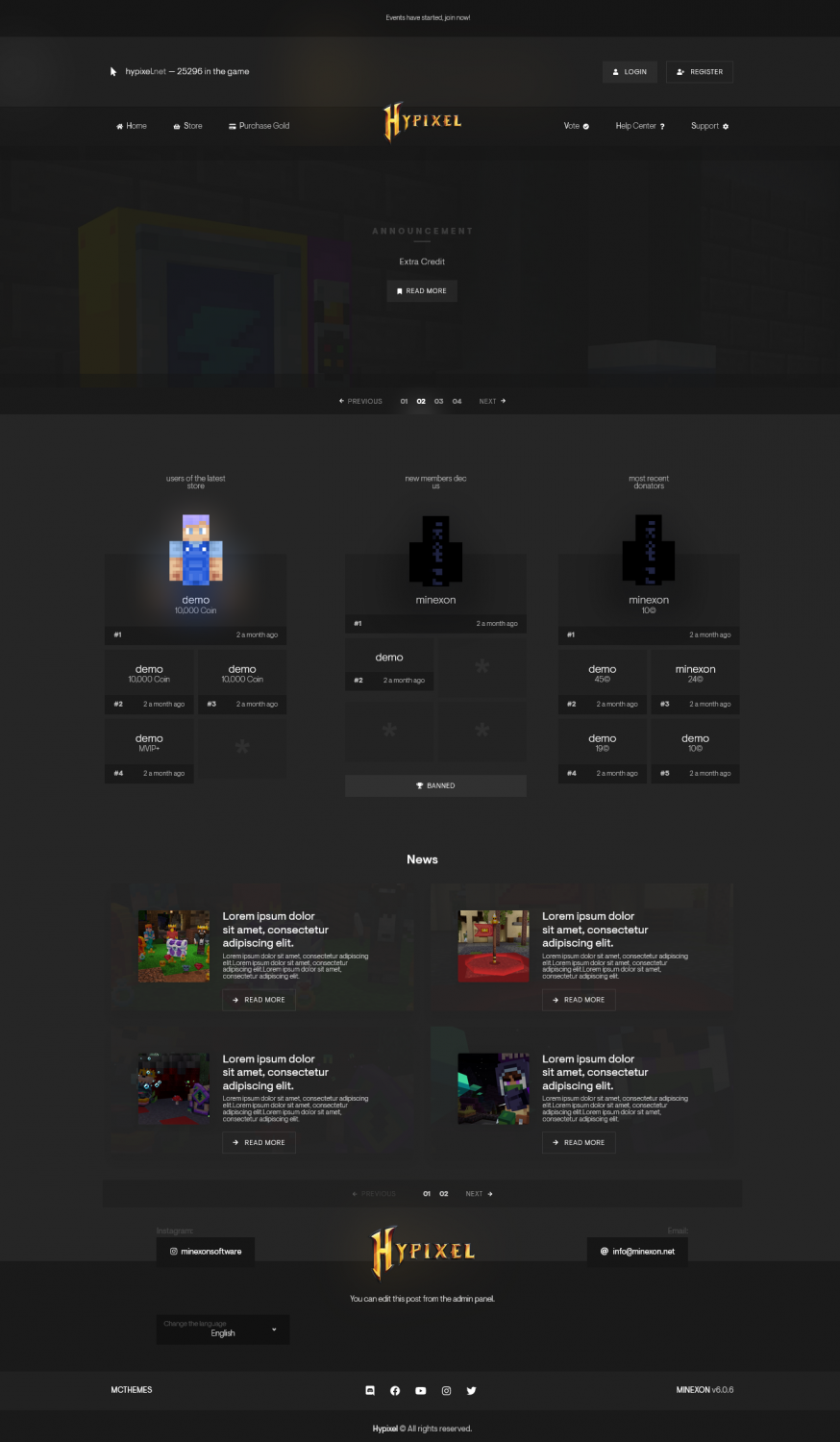 MINEXON - Minecraft Website on Polymart - Minecraft Resource packs