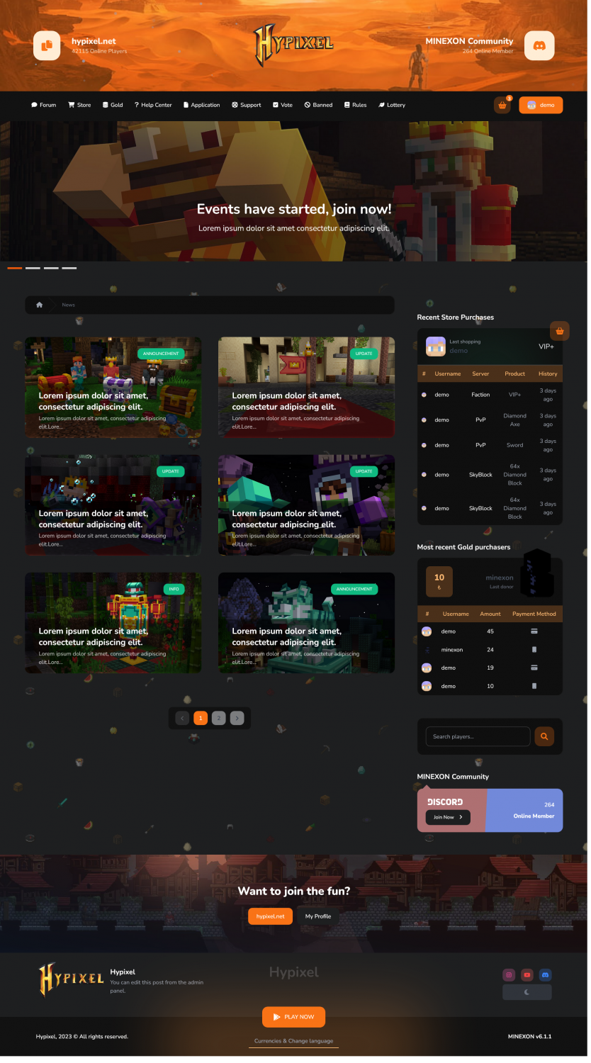MINEXON - Minecraft Website on Polymart - Minecraft Resource packs