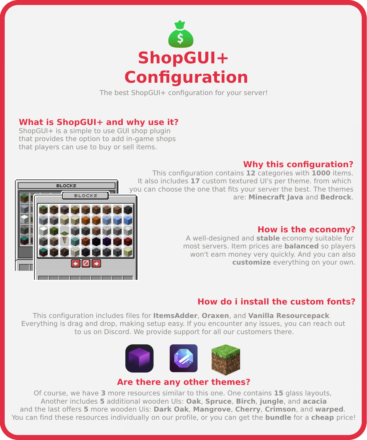 ShopGUI+ | Vanilla | 1000 Items on Polymart - Minecraft Configurations