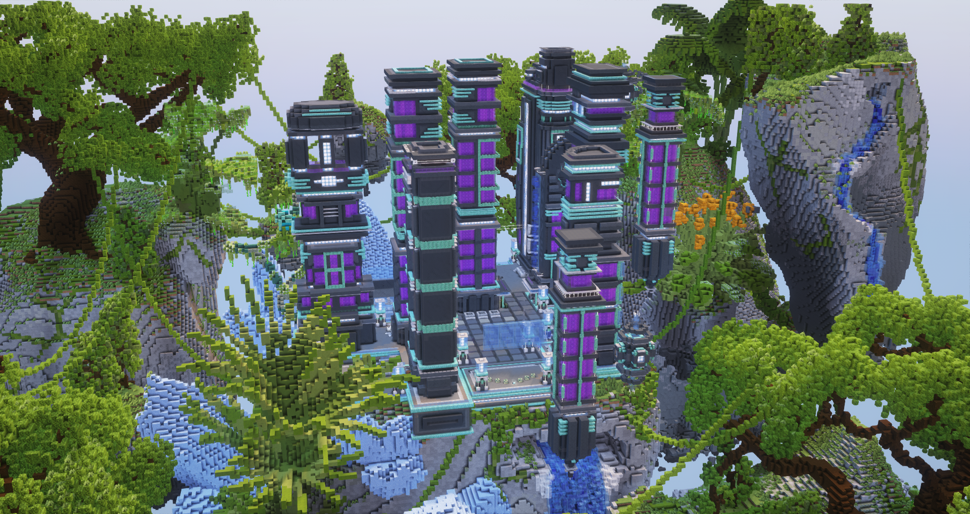 Futuristic spawn on Polymart - Minecraft Builds